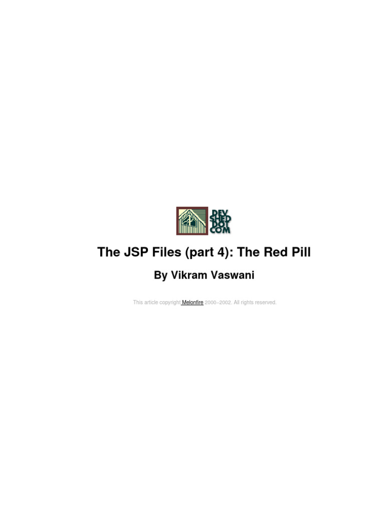 Java The Jsp Files Part 4 The Red Pill By Vikram Vaswani Pdf