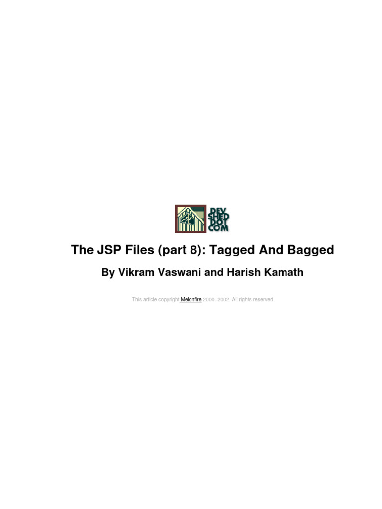 Java - The JSP Files (Part 8) - Tagged and Bagged by Vikram Vaswani and ...