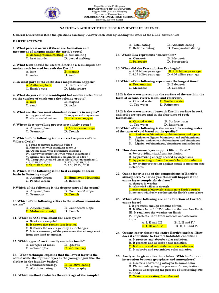 Science NAT Reviewer: Earth & Life | PDF | Chemical Polarity ...