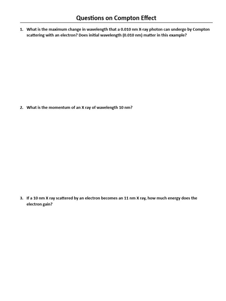 Compton Effect Questions | PDF