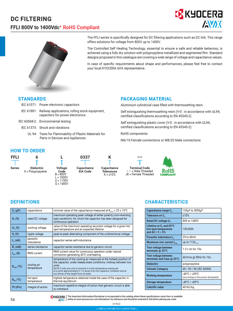 Datasheet AVX | PDF | Capacitor | Power Electronics