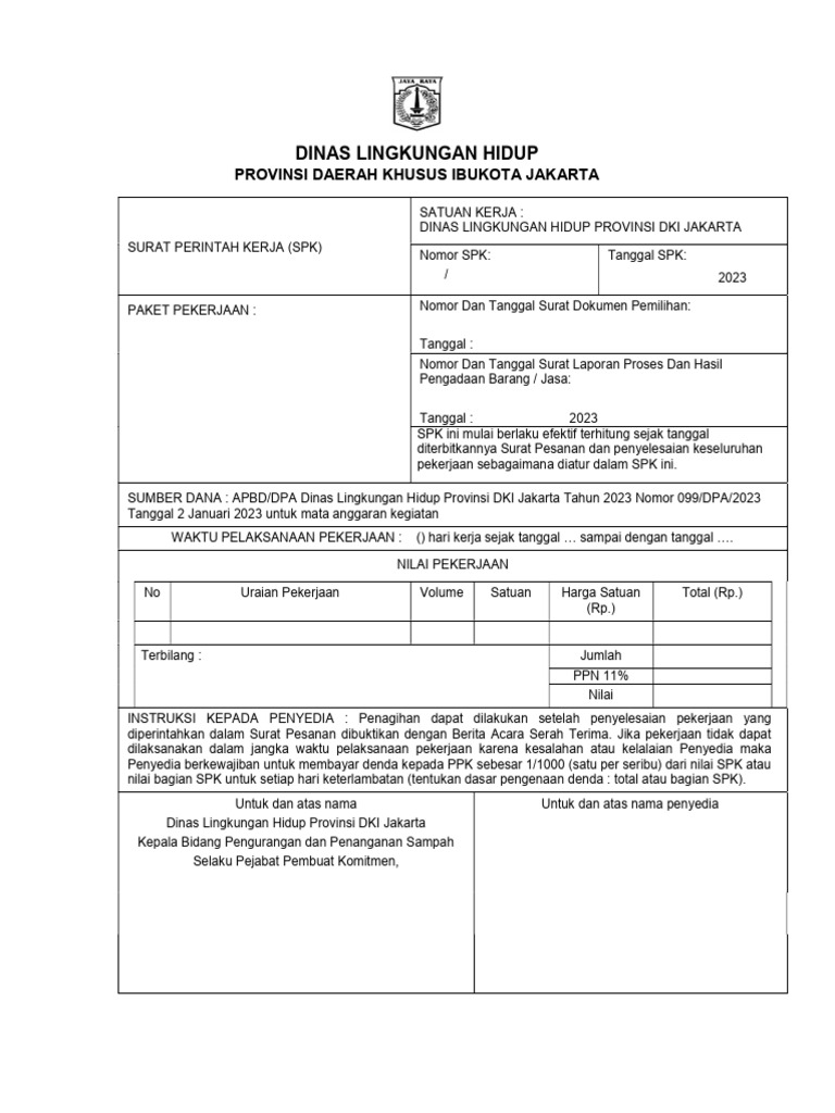 Draft Kontrak 2023 | PDF
