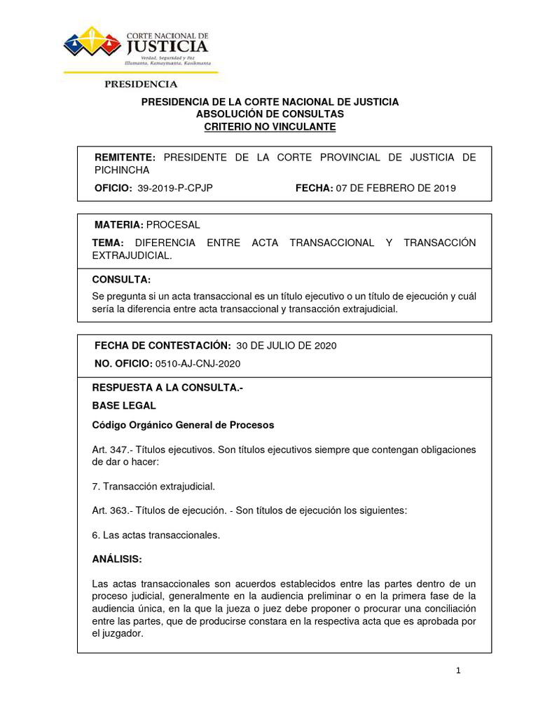 Diferencias entre Acta Transaccional y Transacción Extrajudicial | PDF ...