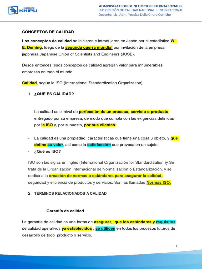 Terminos de La Calidad | PDF | Calidad (comercial) | Gestión de la calidad