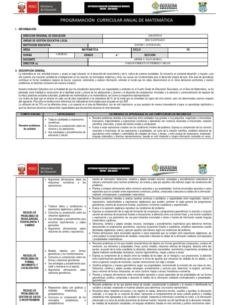 MATEMATICA 4to | PDF | Ecuaciones | Geometría