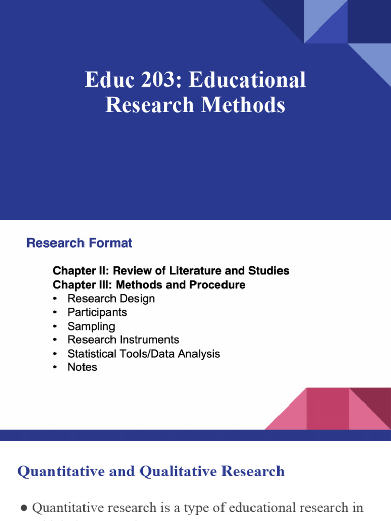 EDUC 203 Chapter II and III | PDF | Qualitative Research | Quantitative Research