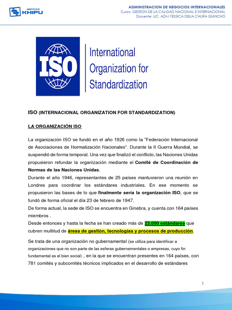 ISOS. GCNI | PDF | Calidad (comercial) | Organización internacional para la estandarización