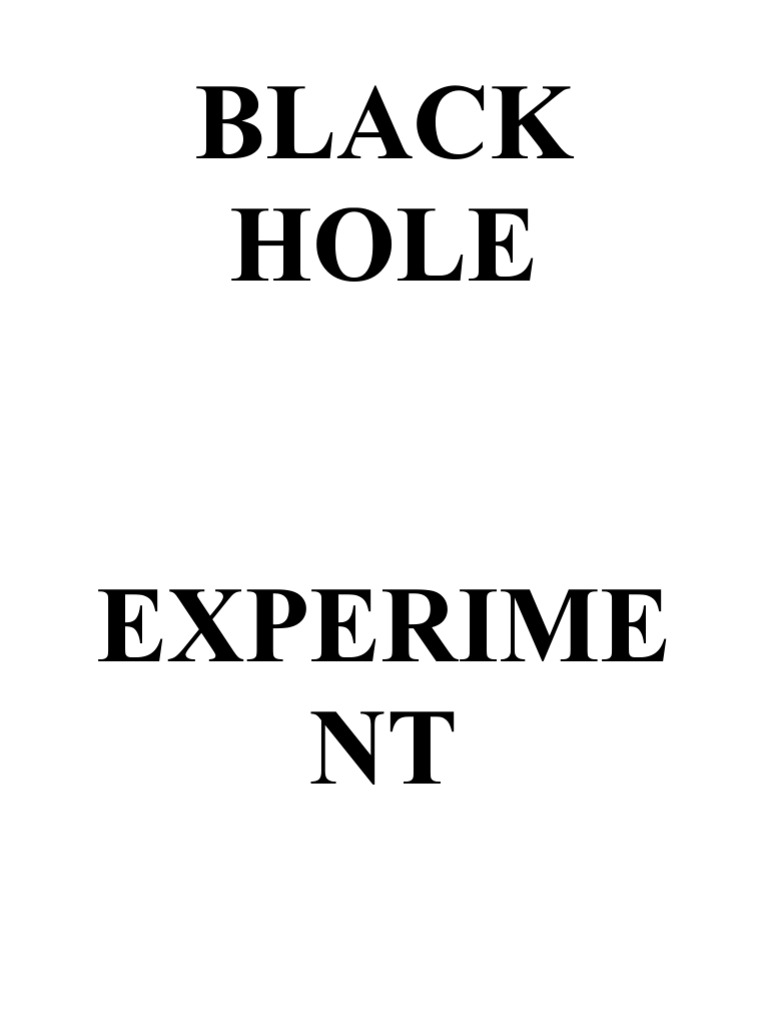 Black Hole Experiment for Kids | PDF