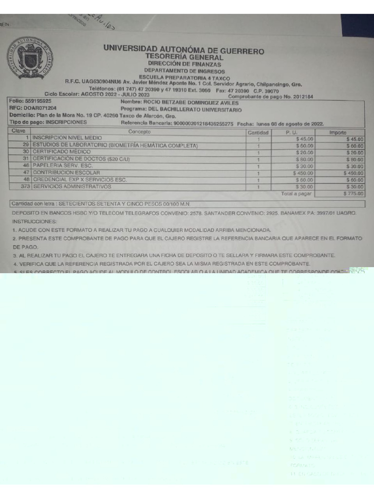 Formato de Pago Referenciado | PDF