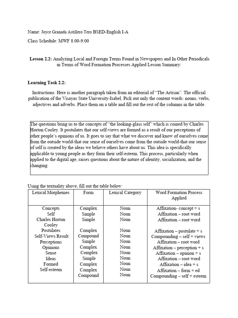 Joyce Granada Astillero Tero - BSED-English-I-A-ELng-103-Module-2-Lesson-2.2-and-Lesson-2.3-1 ...