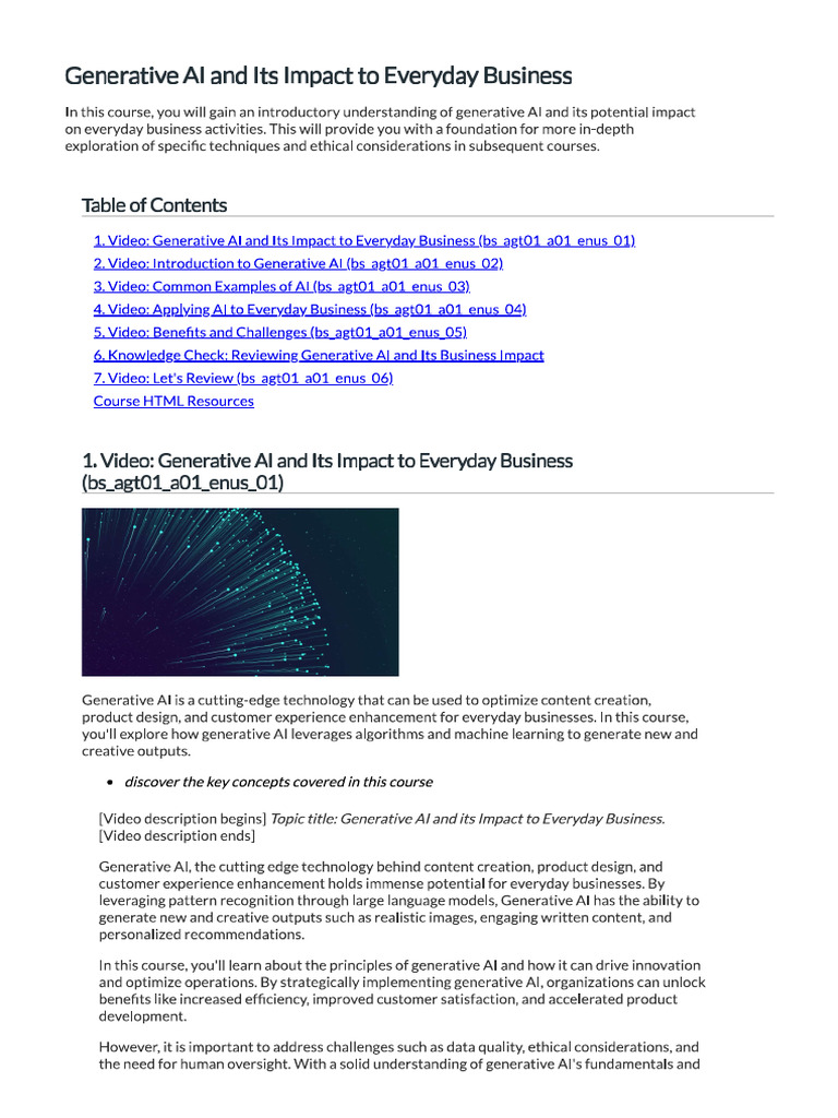 Generative AI and Its Impact To Everyday Business | PDF