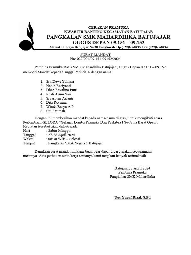 Surat Mandat GELORA 2024 | PDF