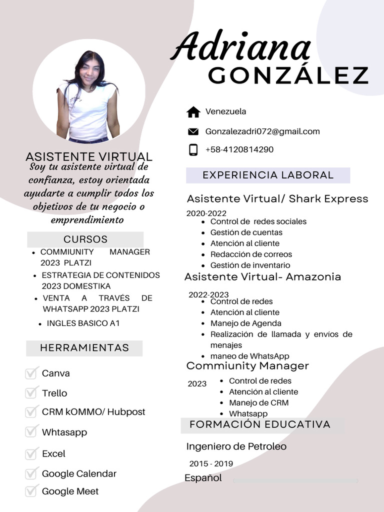 Adriana Gonzalez Asistente Virtual | PDF