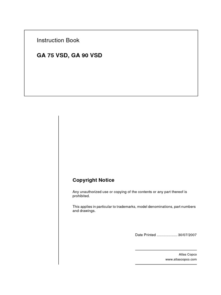 Instruction Book: Ga 75 VSD, Ga 90 VSD | PDF
