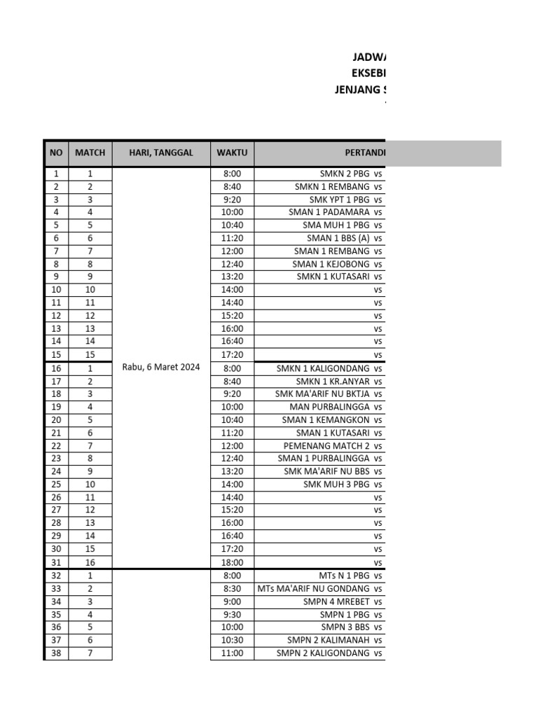 Bagan & Jadwal Pertandingan Fix | PDF
