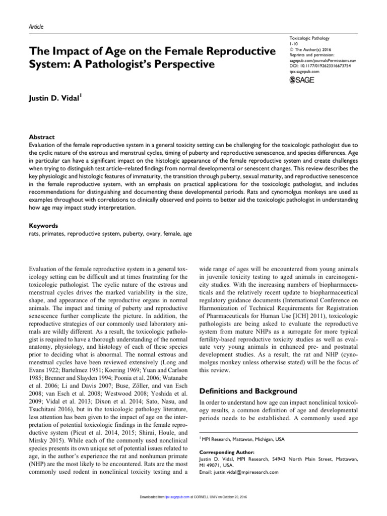 Age Effects on Female Reproductive Pathology | PDF | Menstrual Cycle | Sex