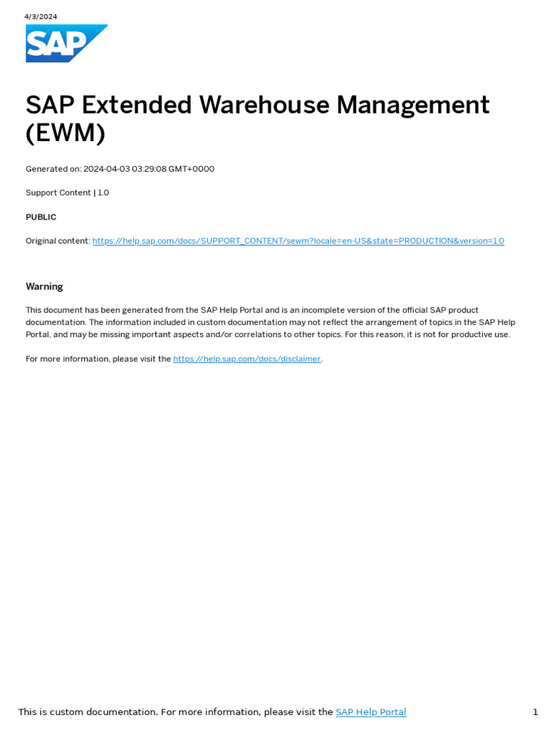 Informacion General SAP EWM | PDF | Information | Menu (Computing)