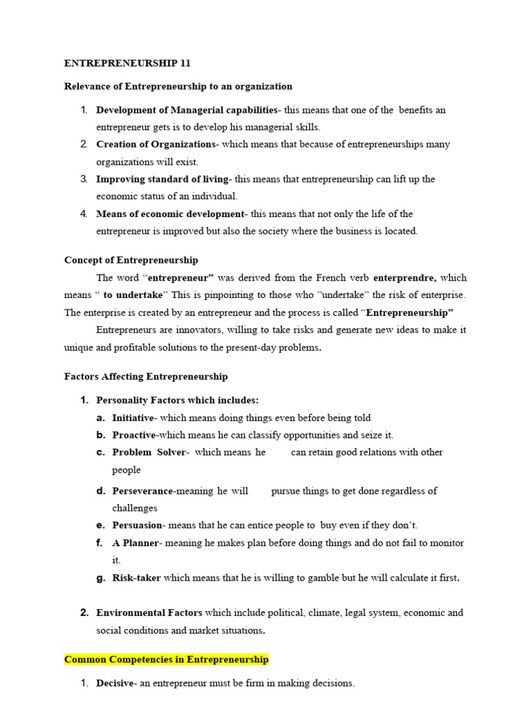 Entrep Notes | PDF | Entrepreneurship | Marketing