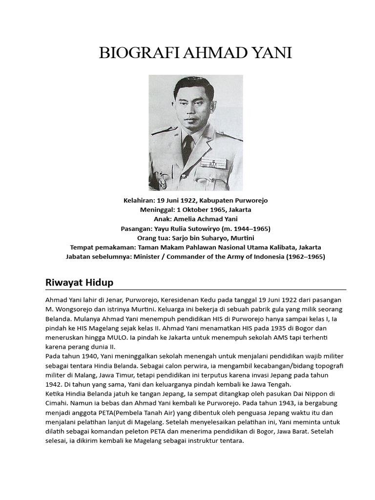 Biografi Ahmad Yani | PDF