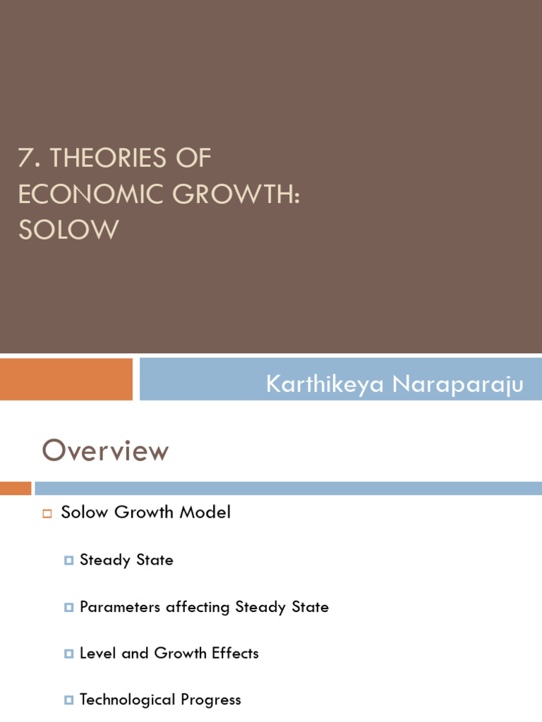 Theories of Economic Growth - Solow Model Technical Progress - Contd ...