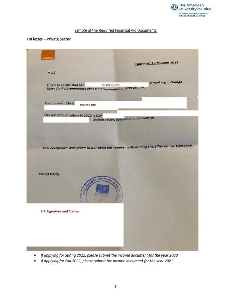 Template For Required Financial Aid Documents | PDF | Pension | Banks