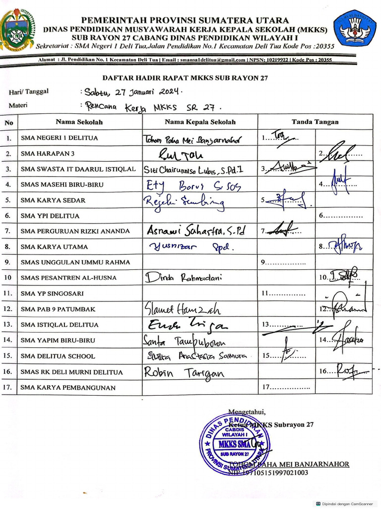 Daftar Hadir Mkks | PDF