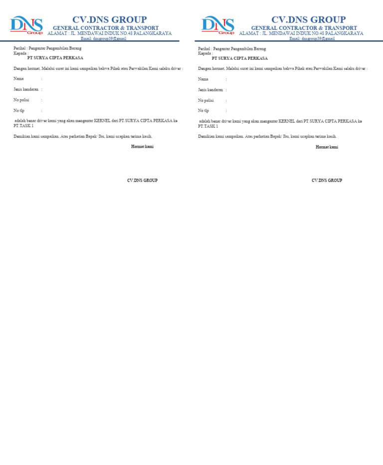 Contoh Dan Delivery Order | PDF