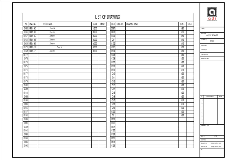 72 Drawing List - Layout1 | PDF