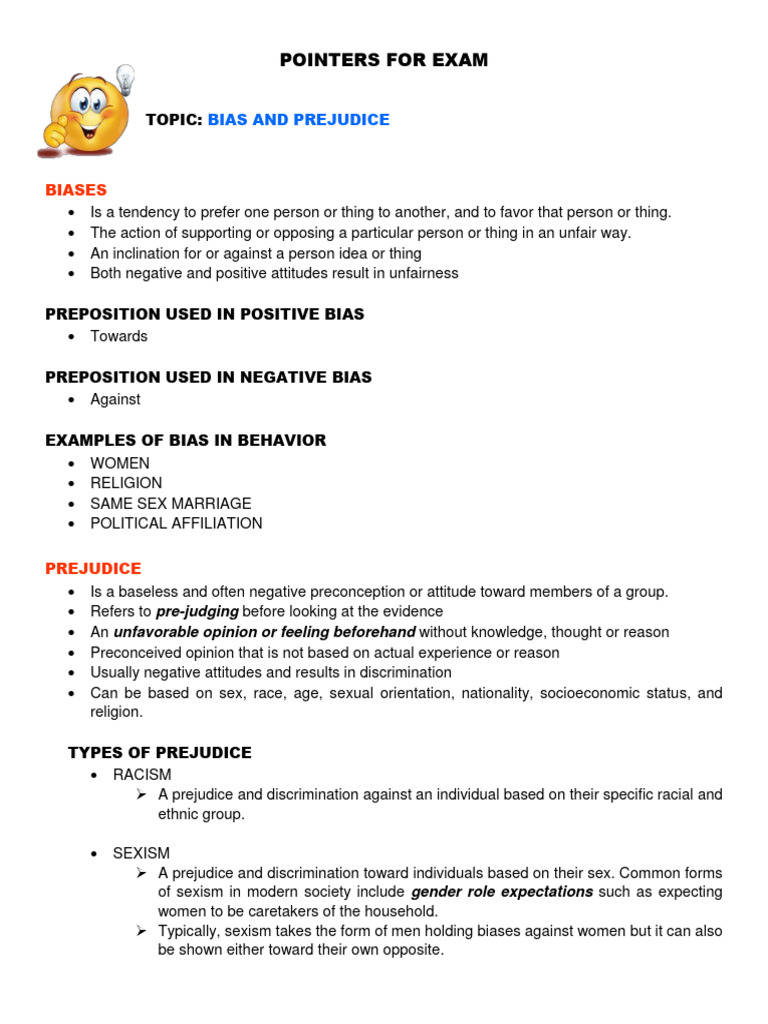 Exam Pointers Bias and Prejudice Relevance and Truthfulness | PDF | Prejudices | Bias