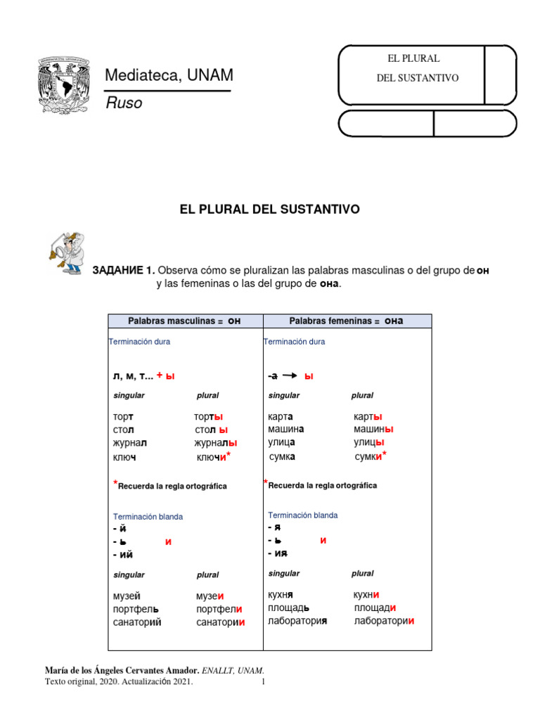 Plural Del Sustantivo | PDF