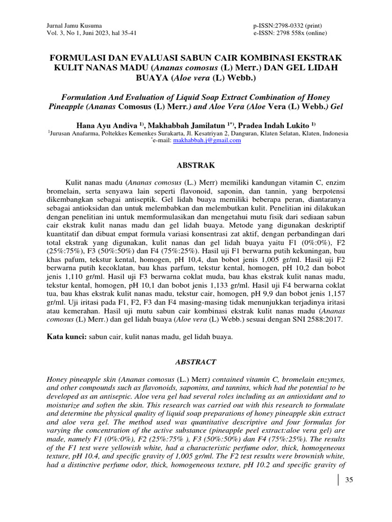 Formulasi Dan Evaluasi Sabun Cair | PDF