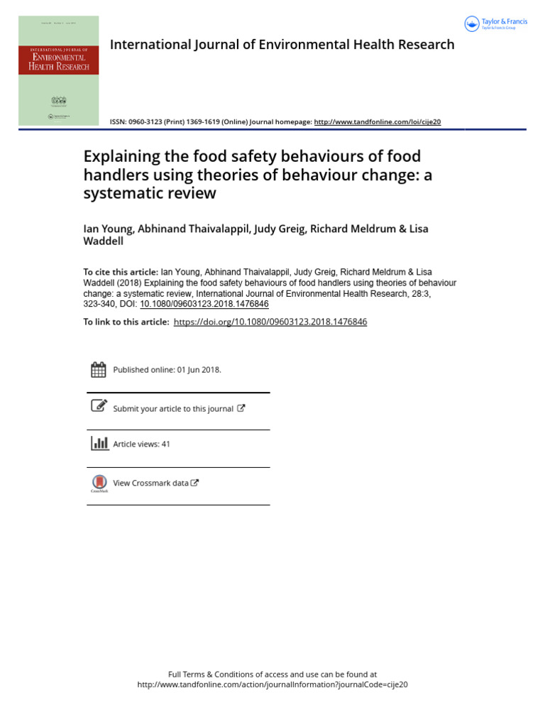 Explaining The Food Safety Behaviour of Theori Planed | PDF | Systematic Review | Behavior
