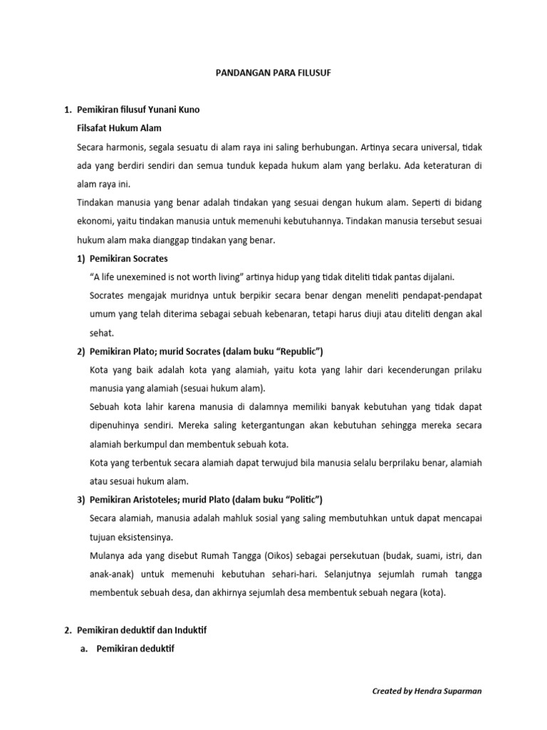 Pandangan para Filusuf | PDF | Filsafat