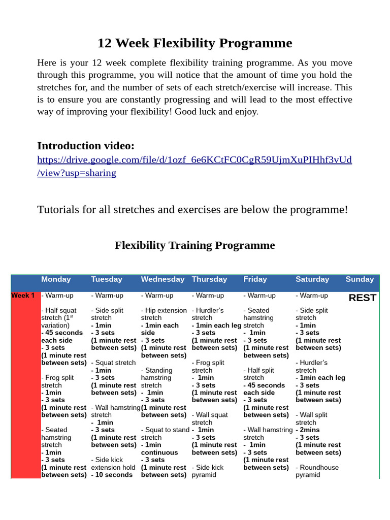 12 Week Flexibility Programme | PDF