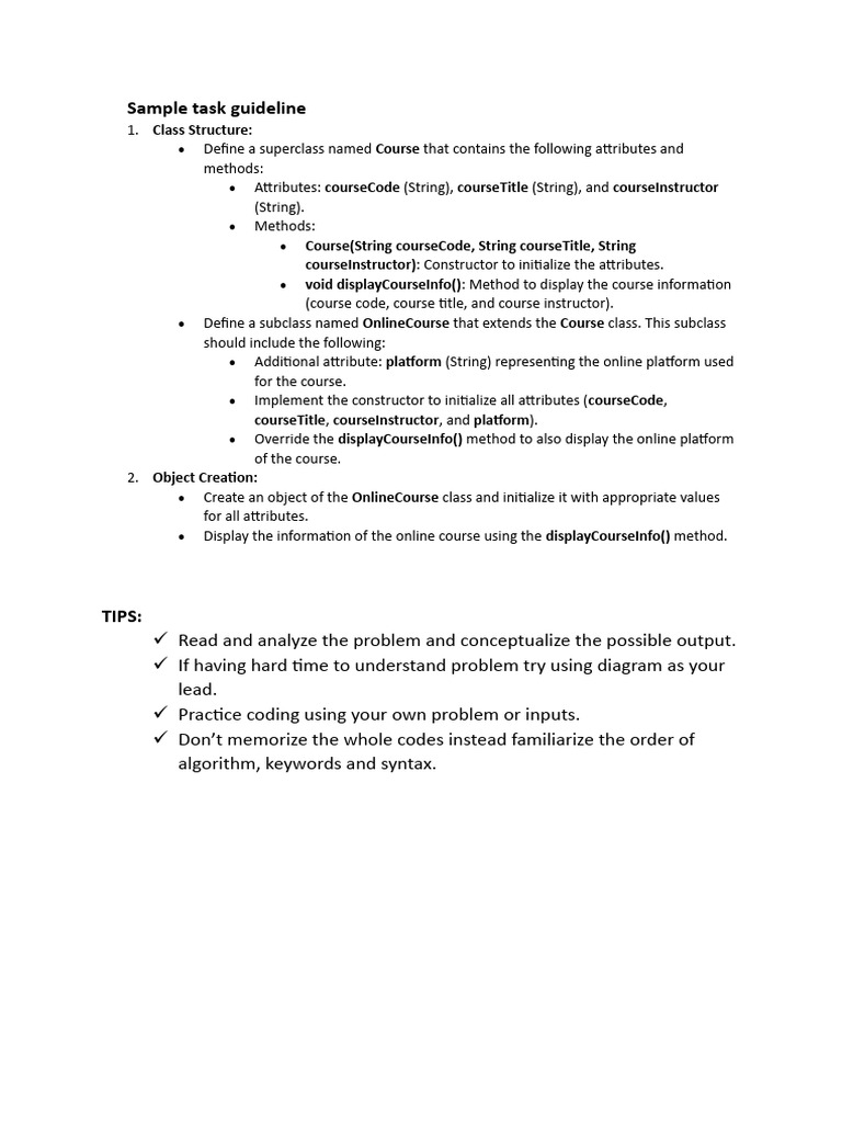 Sample Task Guideline and Code | PDF | Method (Computer Programming ...