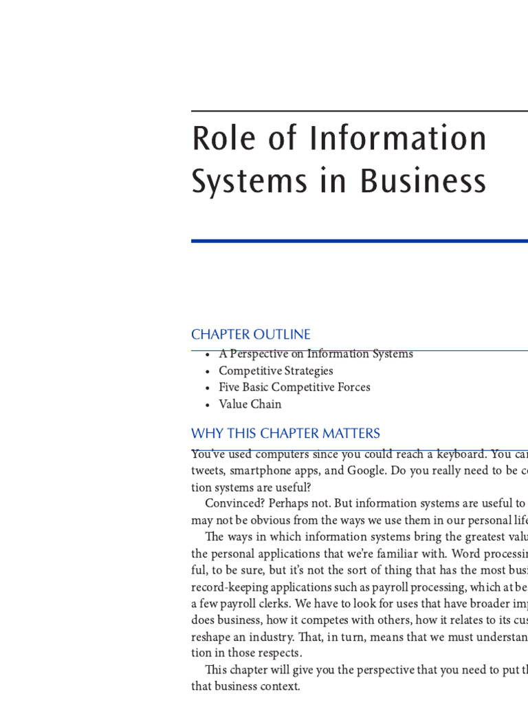 Chapter 2 - Role of Information Systems in Business (1 - 6) - Information Systems | PDF ...