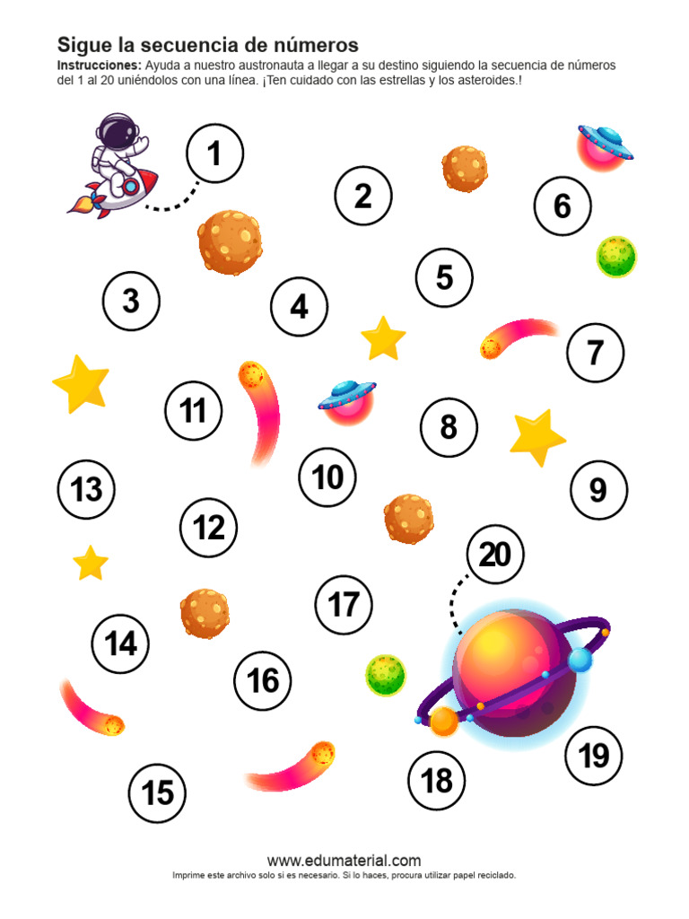 Conecta Números: Misión Espacial | PDF