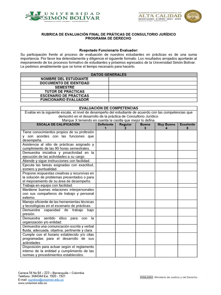 Rubrica de Evaluación Final | PDF | Evaluación