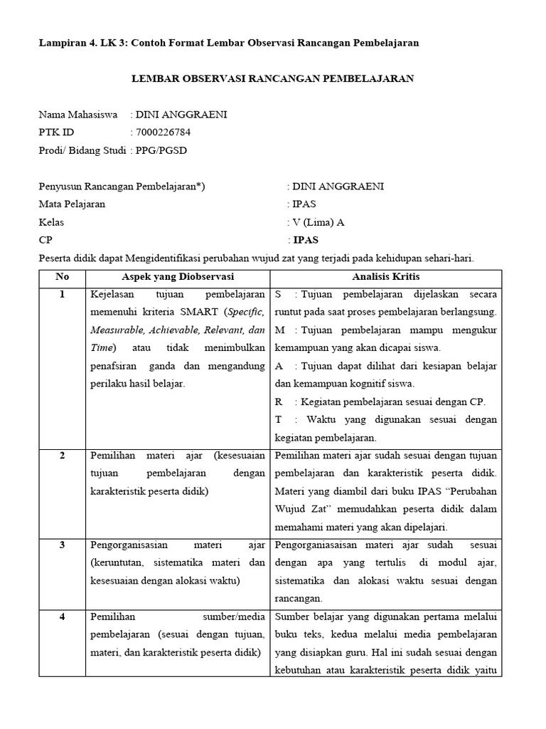 10 Dini Anggraeni B4 4 Unggah Lk 3 Lembar Observasi Rancangan Dan Perangkat Pembelajaran
