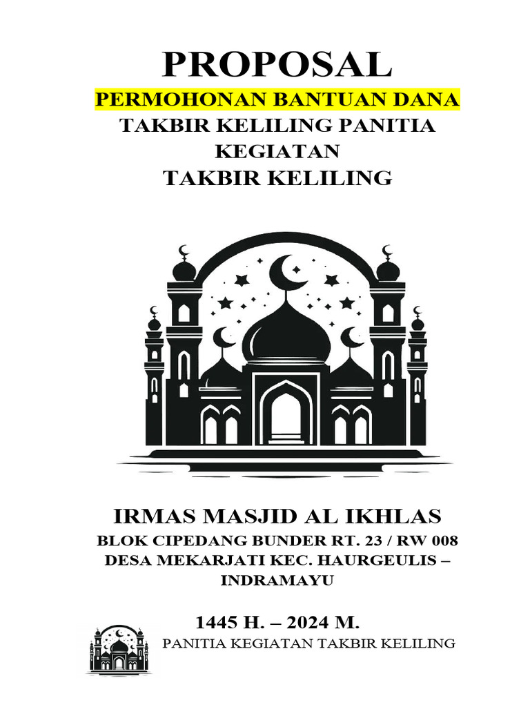 Proposal Pengajuan Dana Kegiatan Takbiran Keliling | PDF