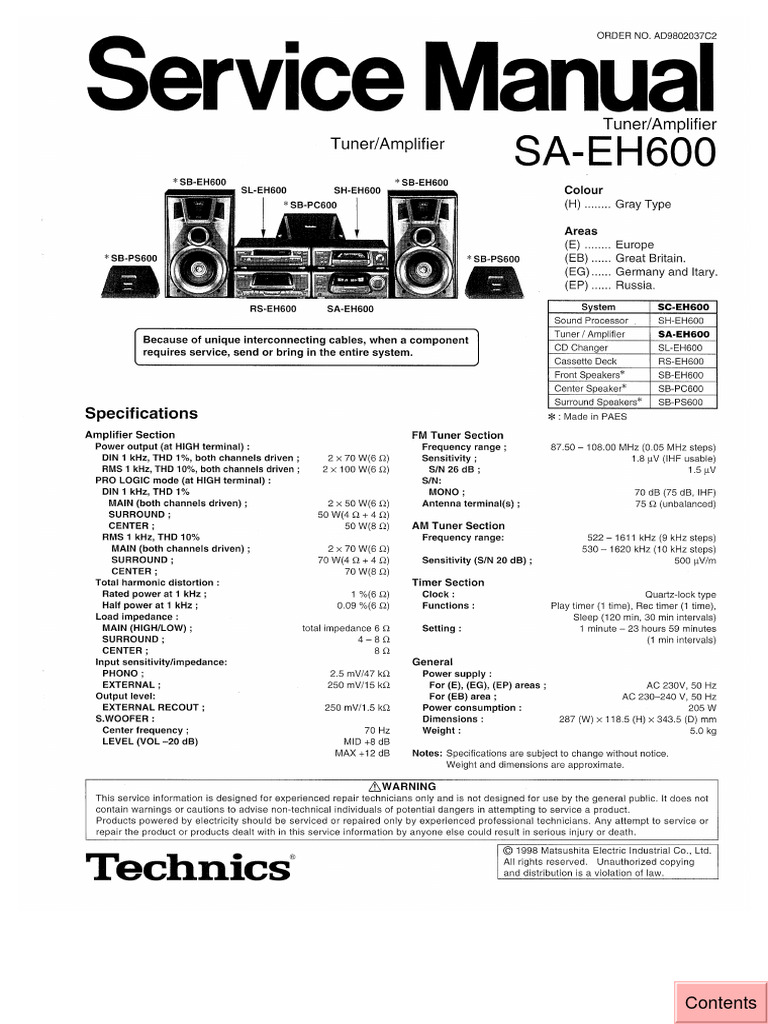 Technics Sa-Eh600 SM 2 | PDF