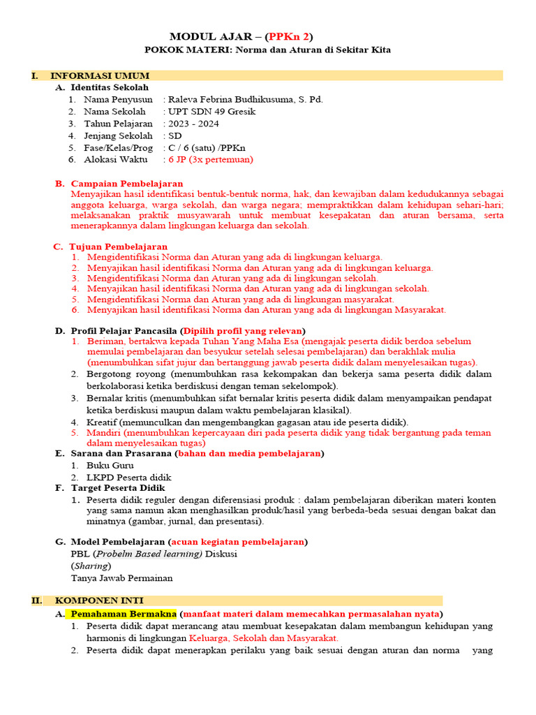 Modifikasi Modul Ajar | PDF