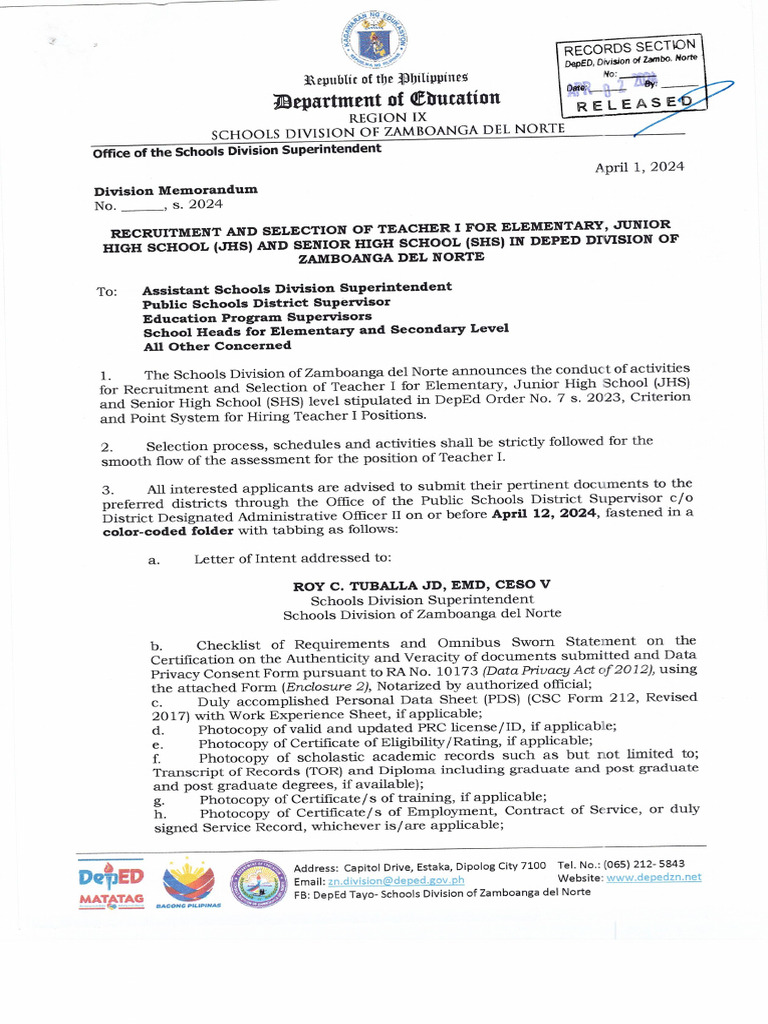 DM No 207s 2024 | PDF