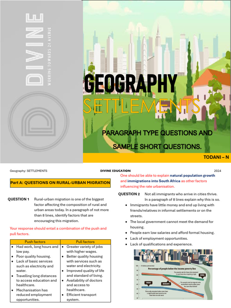 Settlement Geography- Questions to Expect | PDF | Water Conservation ...