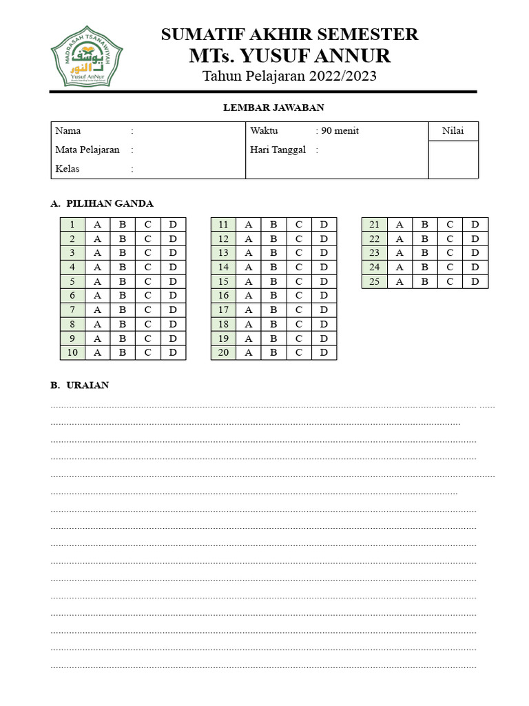 4 Lembar Jawaban Sas Umum | PDF