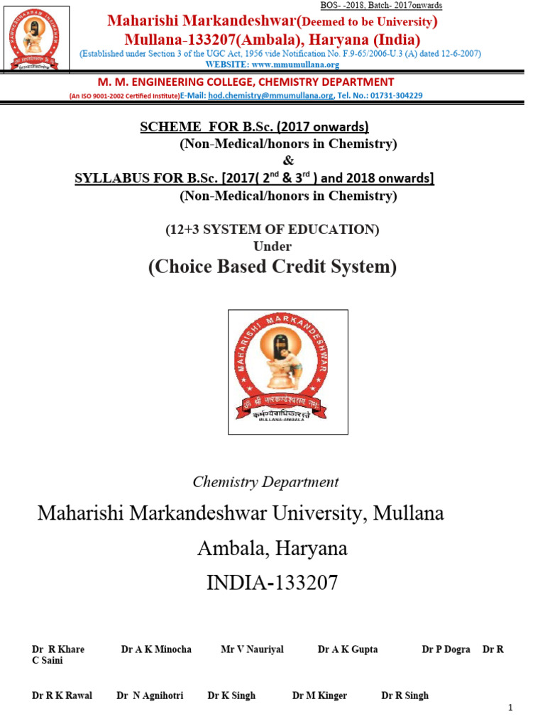 BSC Non-Medical (General & Honours Scheme) | PDF | Chemical Bond | Covalent Bond