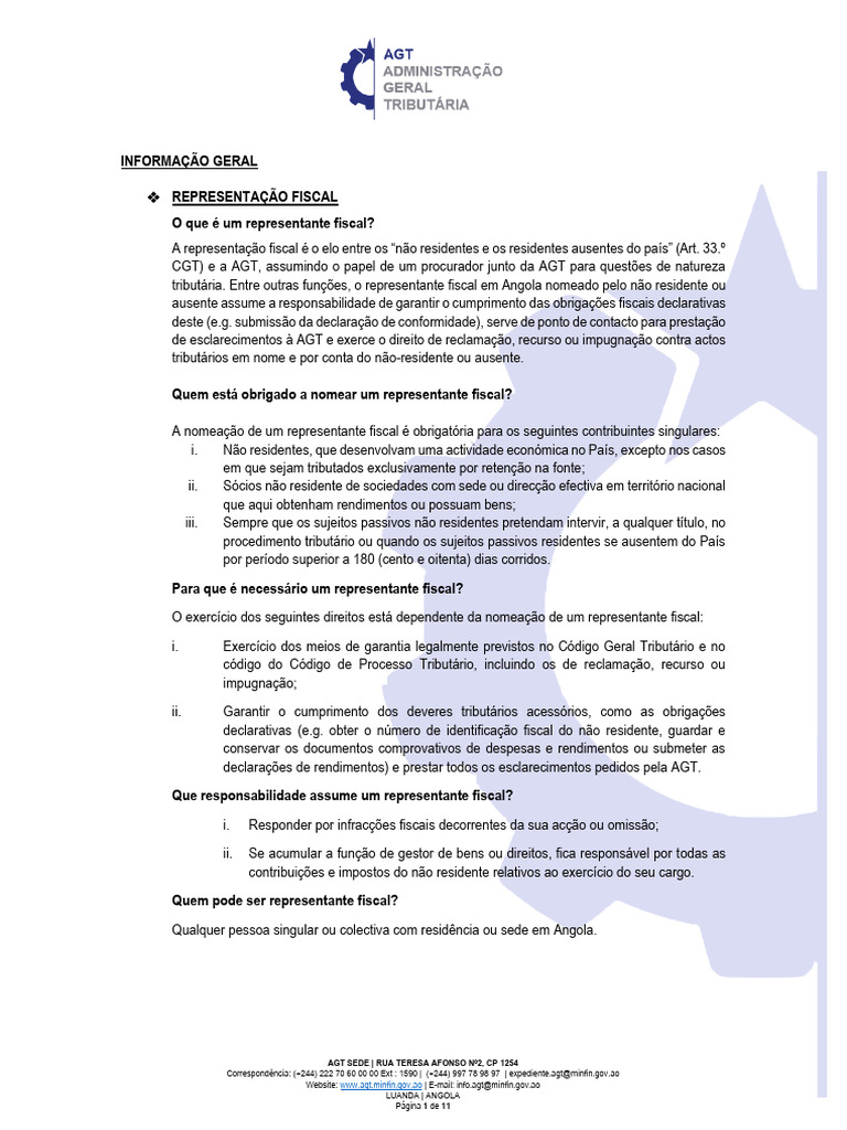 Informação Geral Agt | PDF | Impostos | Angola