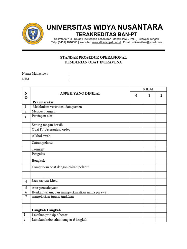 Prosedur Pemberian Obat IV | PDF