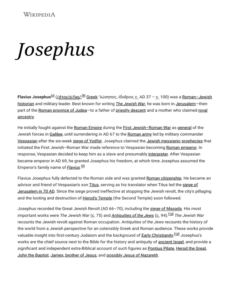 Josephus - WD | PDF | Josephus | Jews And Judaism