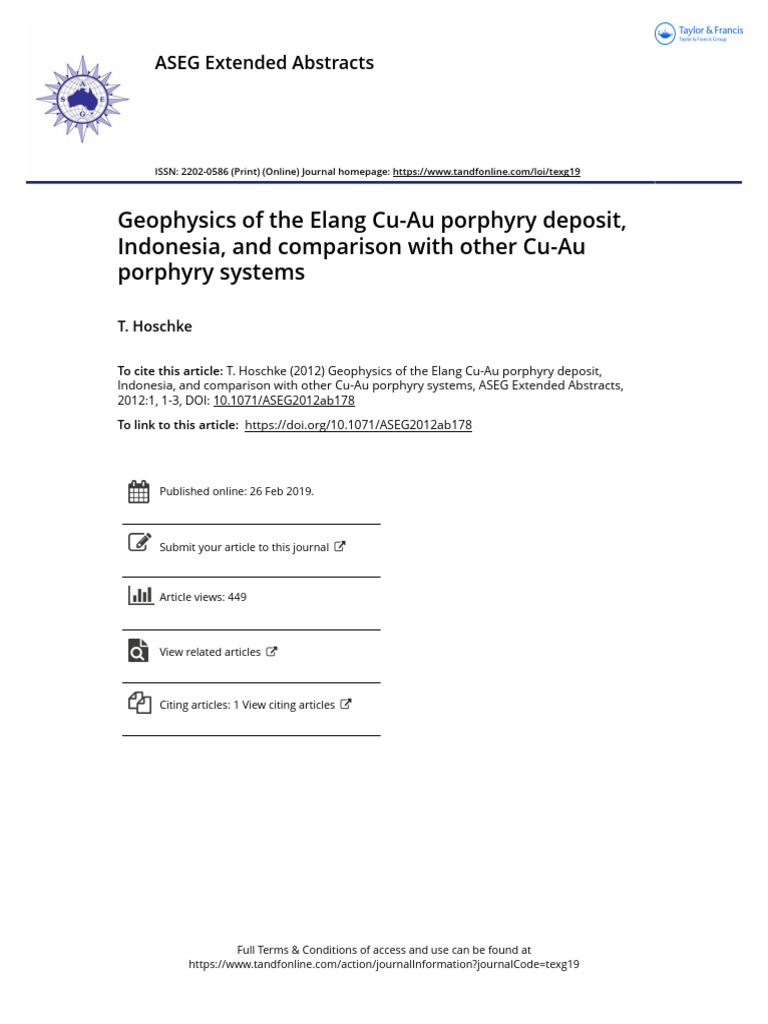 Geophysics of the Elang Cu-Au Porphyry Deposit Indonesia and Comparison ...